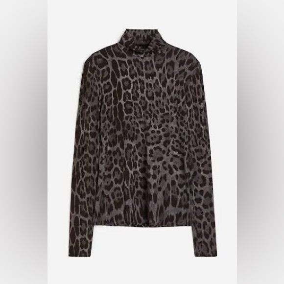 H&M | Tops | Hm Leopard Mock Turtleneck Top | Poshmark